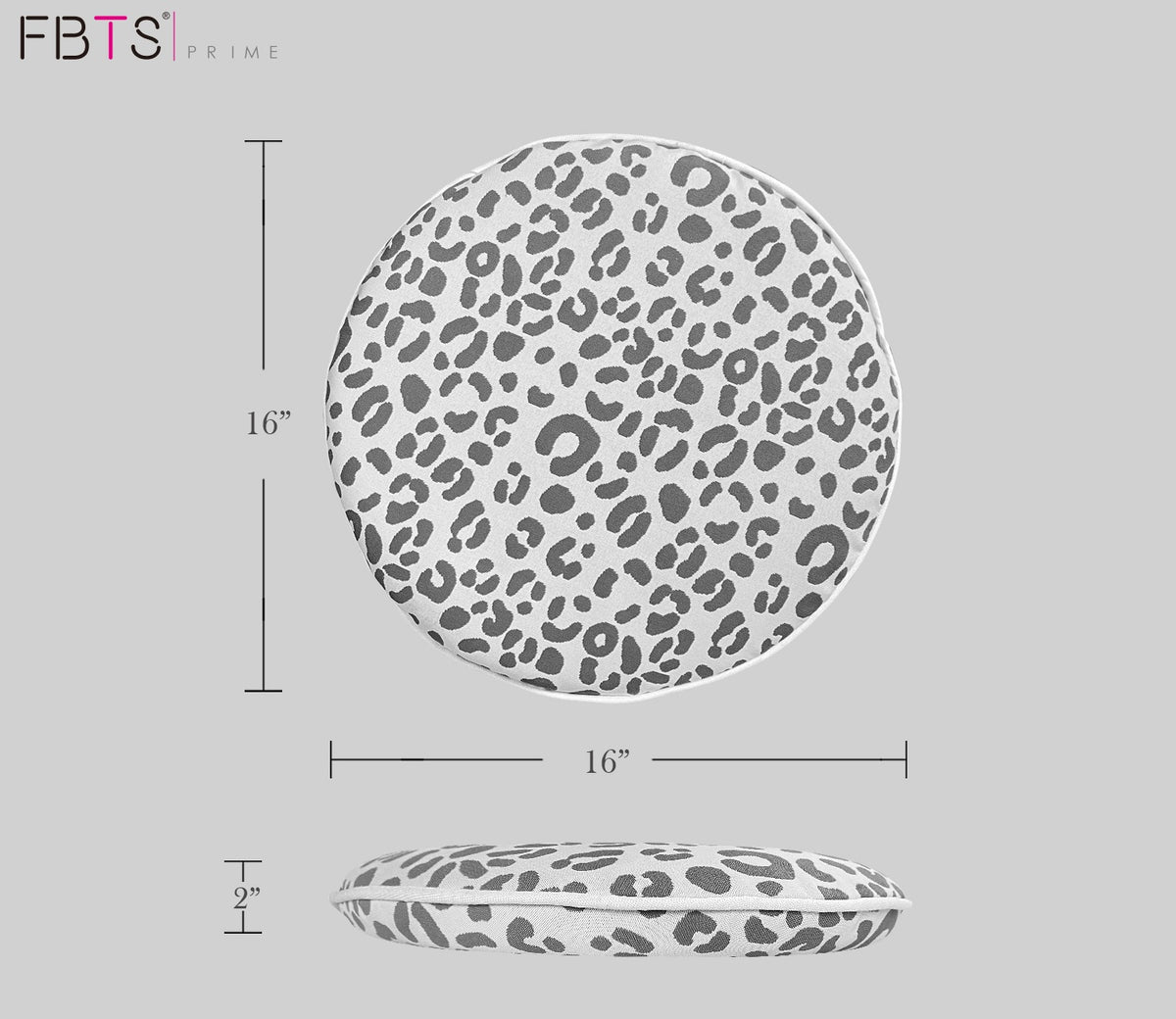 Outdoor Chair Pads Set of 2 Gray Leopard Round Patio Chair Cushions ...