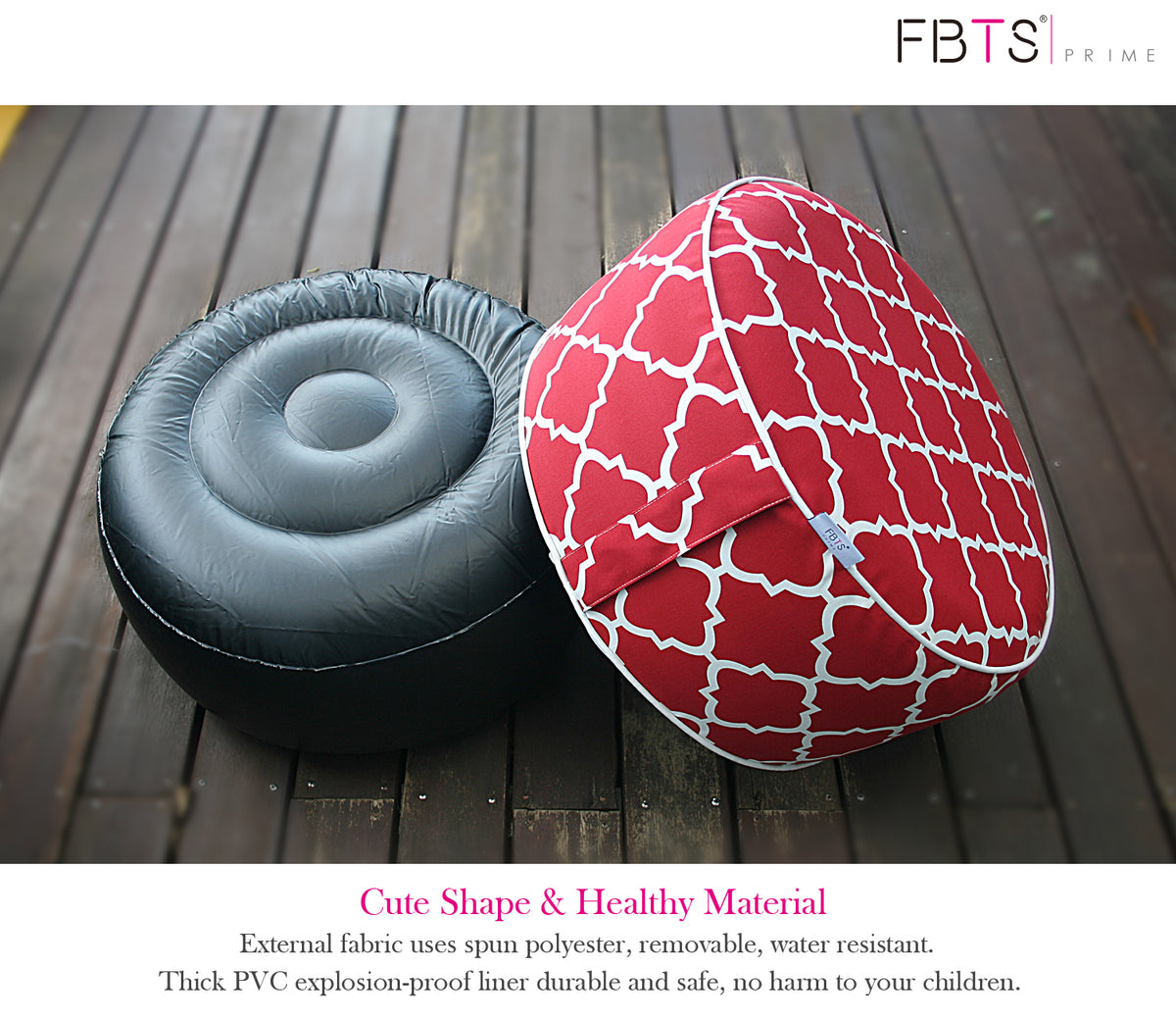 Fabritones Inflatable Round Stool (Red, Quatrefoil Lattice)
