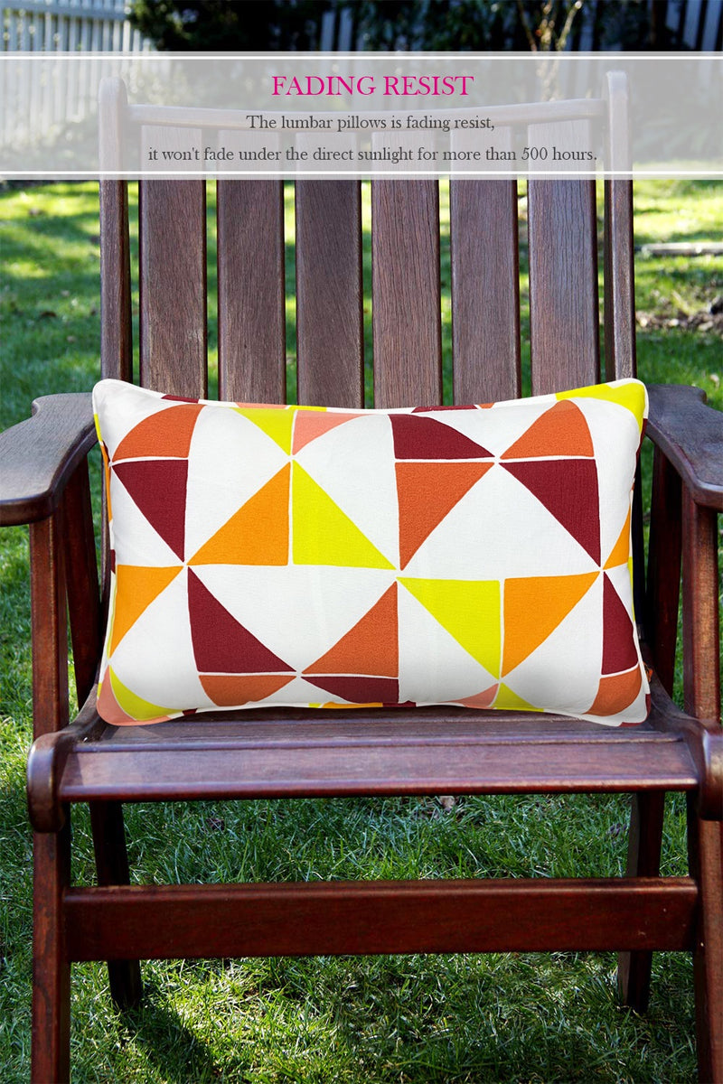 Outdoor Lumbar Pillows 12x20 Inch Red Triangle 2 Packs Throw Pillows ...